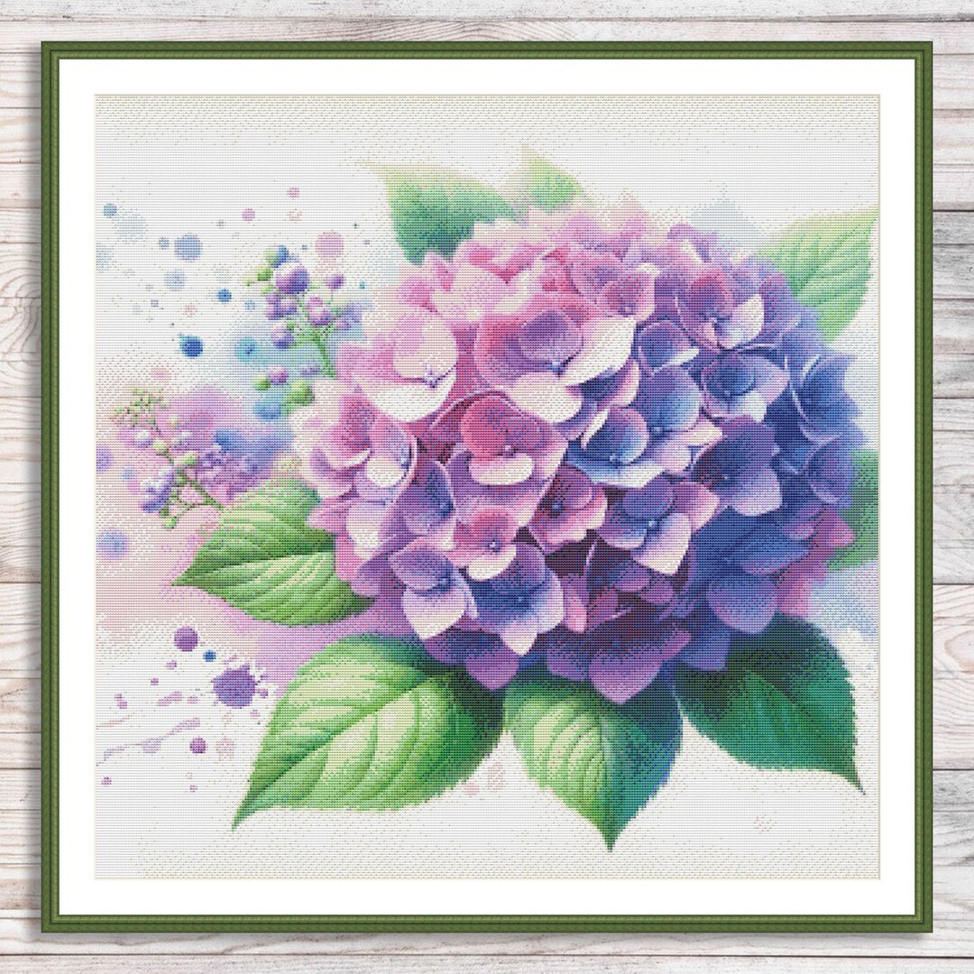 Hydrangea Counted Cross Stitch Pattern Digital Pattern Floral Modern ...
