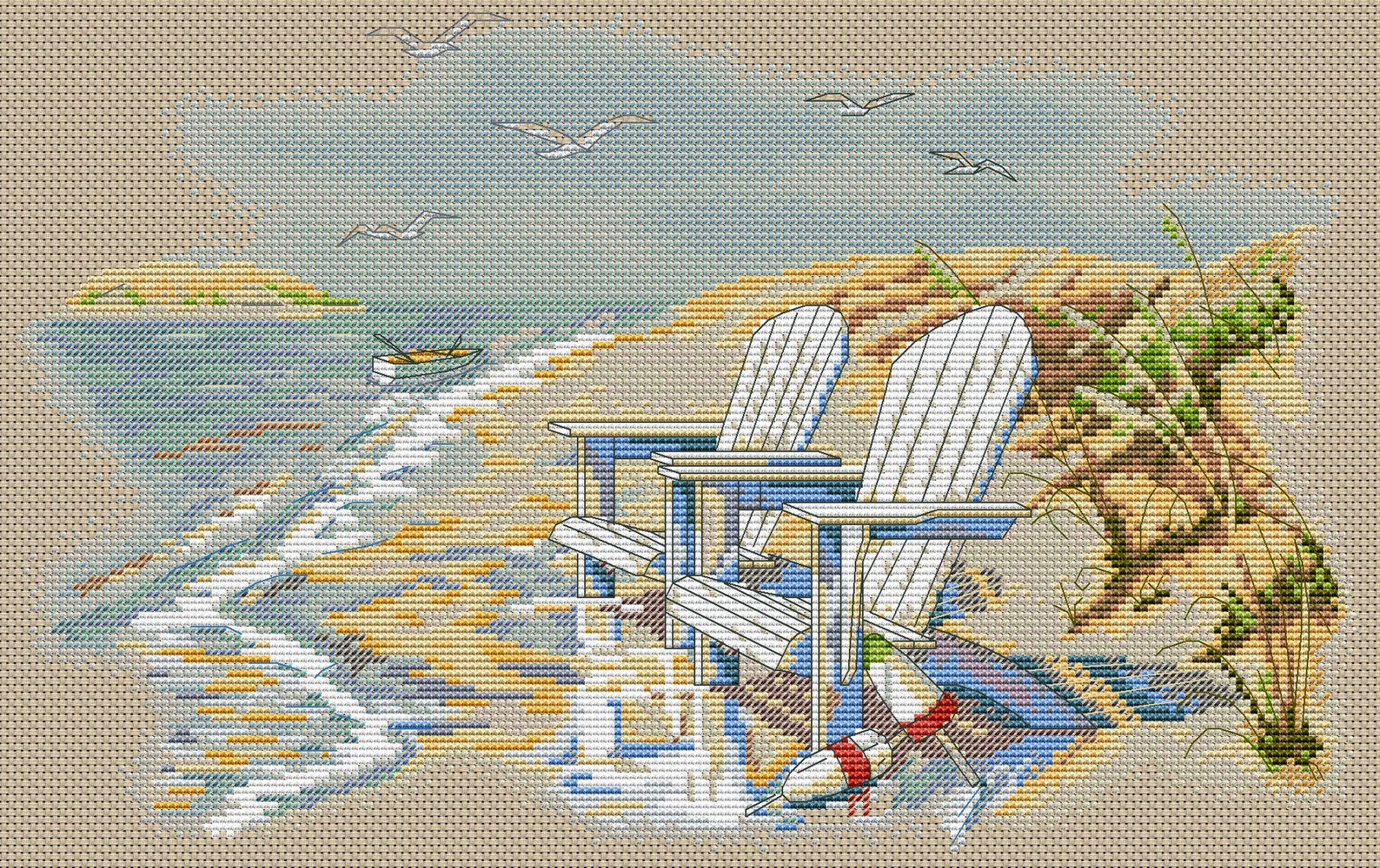 Quiet Beach Moments Cross Stitch Pattern Digital Pattern Modern Decor ...