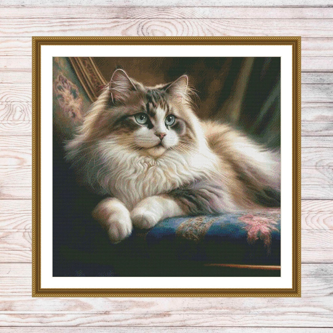 Cat Portrait Counted Cross Stitch Pattern Cats Love Modern Decor ...