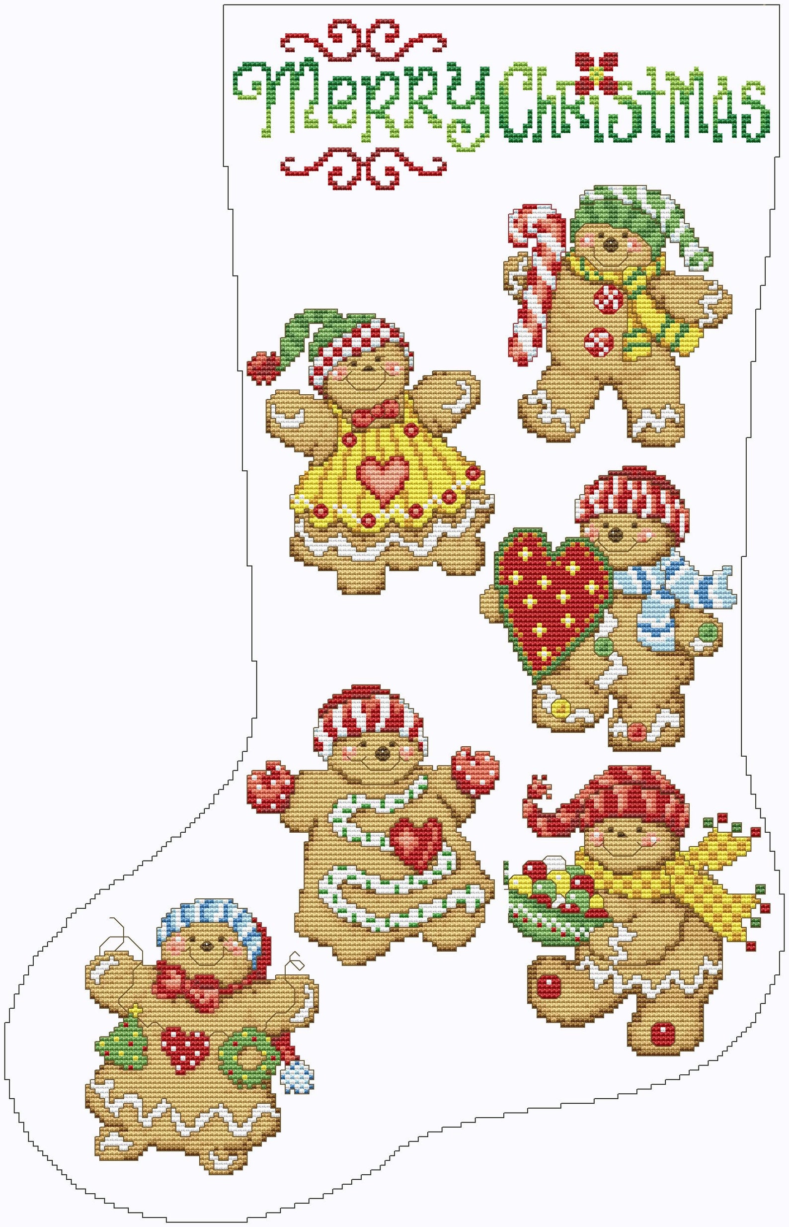 Hingerbread Christmas Stocking Counted Cross Stitch Pattern Funny ...