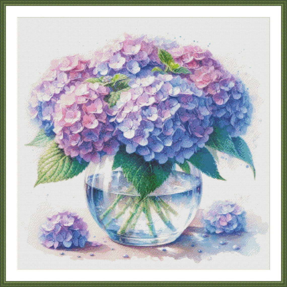 Hydrangea Counted Cross Stitch Pattern Digital Pattern Floral Modern ...
