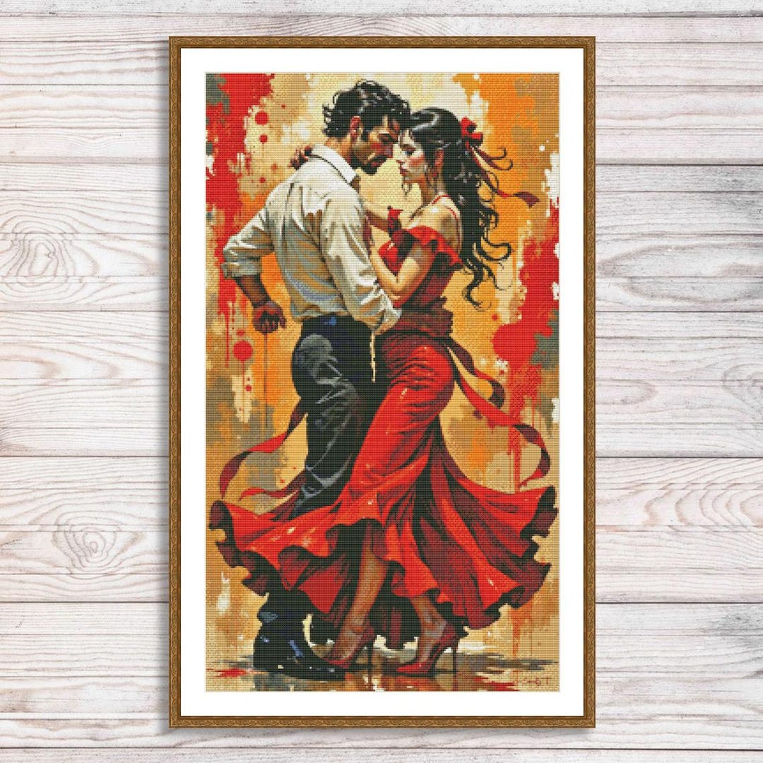 Passionate Tango Cross Stitch Pattern PDF, Romantic Dance Embroidery ...