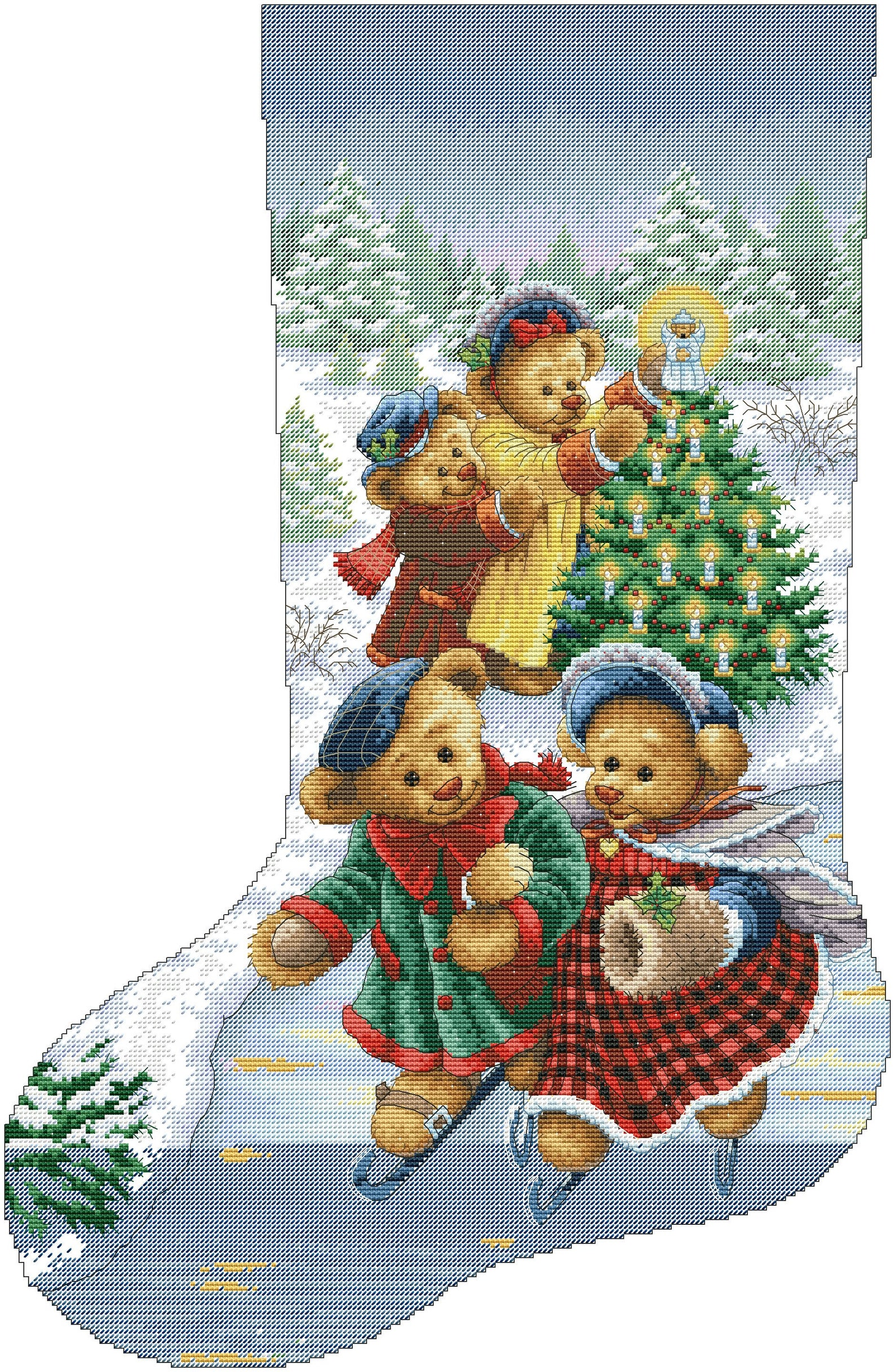 Christmas Stocking Counted Cross Stitch Pattern Victorian Bears ...