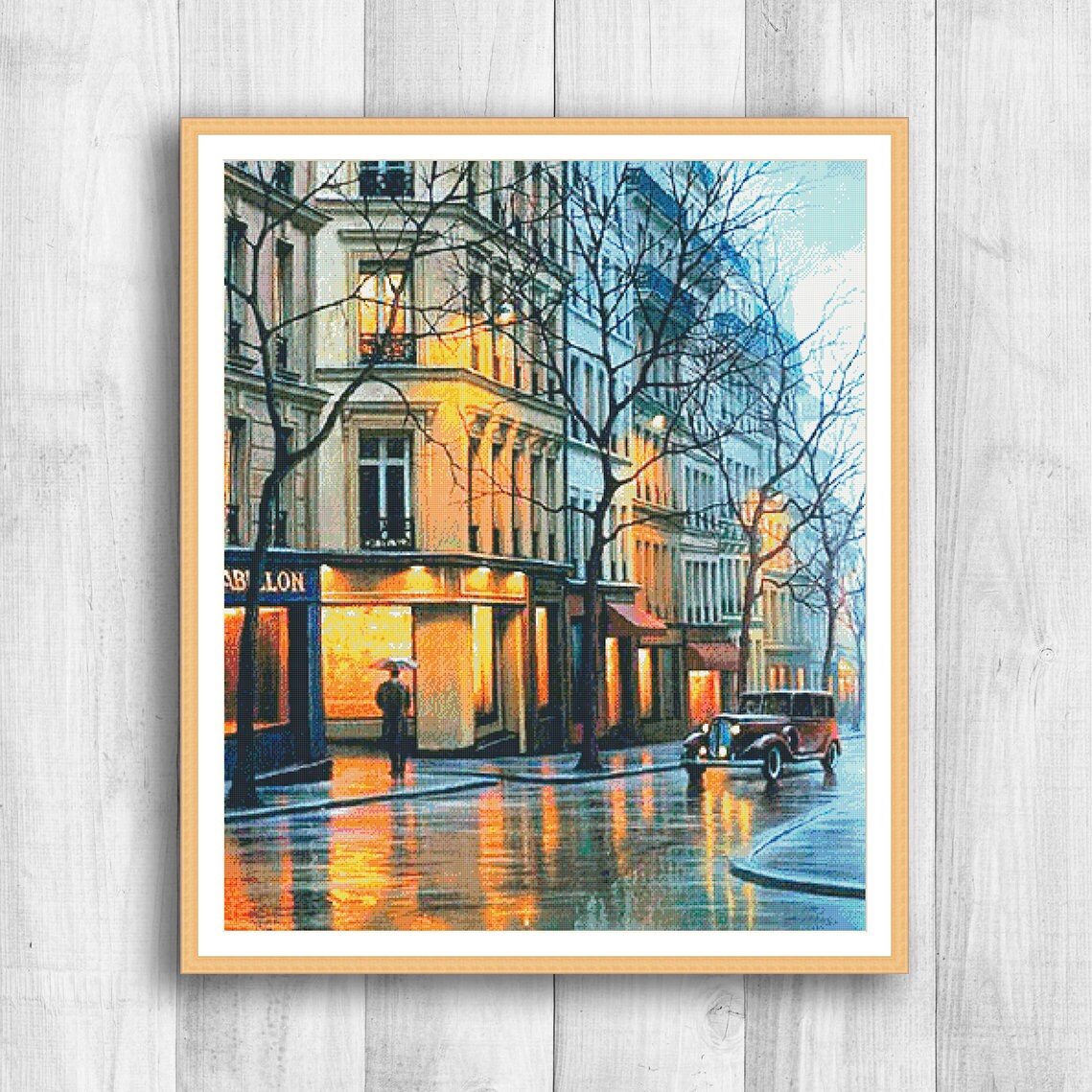 Rain in the Evening City Counted Cross Stitch Pattern Old City ...