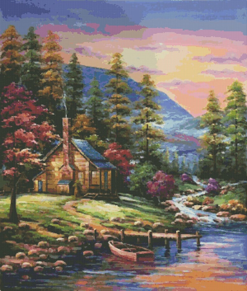 Hunter's Hut Cross Stitch Pattern Digital Pattern Hunting - Etsy