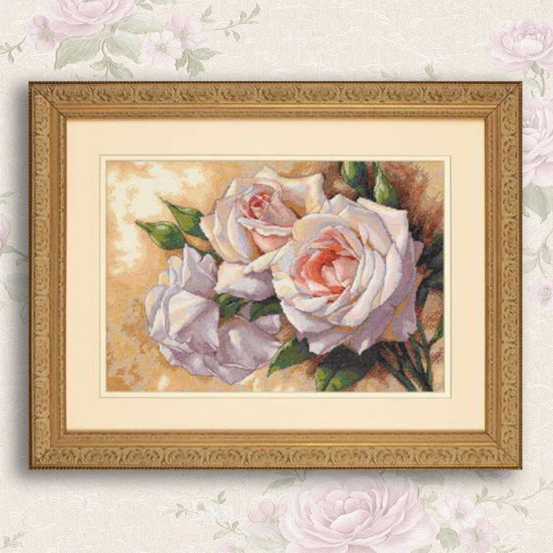 White Roses Cross Stitch Pattern PDF Digital Pattern Modern | Etsy