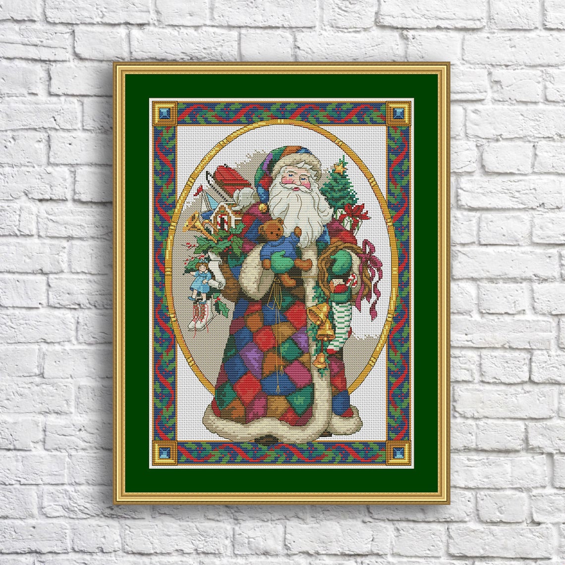 Patchwork Santa Christmas Cross Stitch Pattern Modern - Etsy
