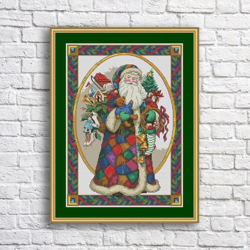 Patchwork Santa Christmas Cross Stitch Pattern Modern - Etsy