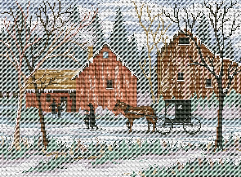 Snowy Sunday Counted Cross Stitch Pattern Winter Landscape - Etsy