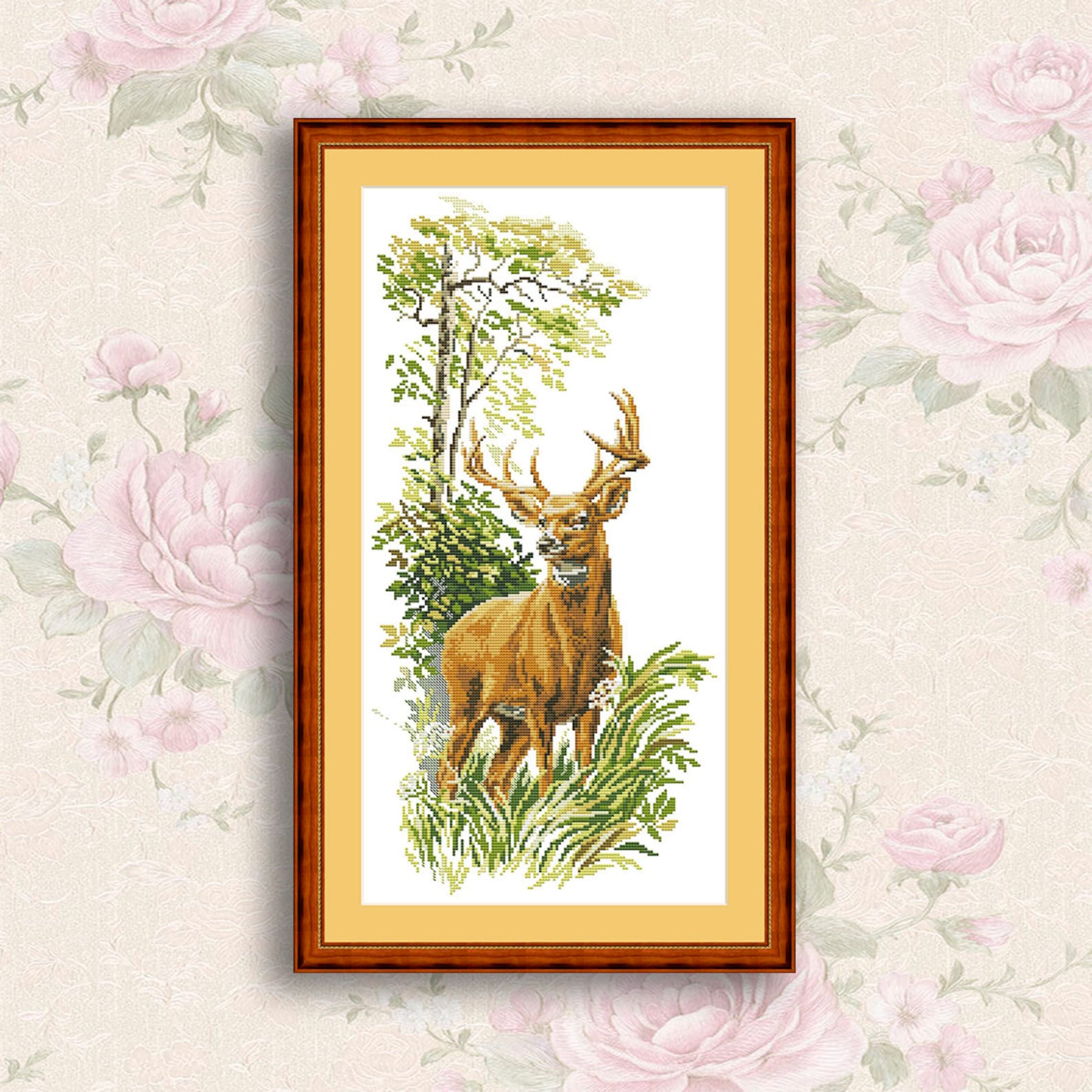 Deer Counted Cross Stitch Pattern Summer Forest Modern Embroidery Hand ...
