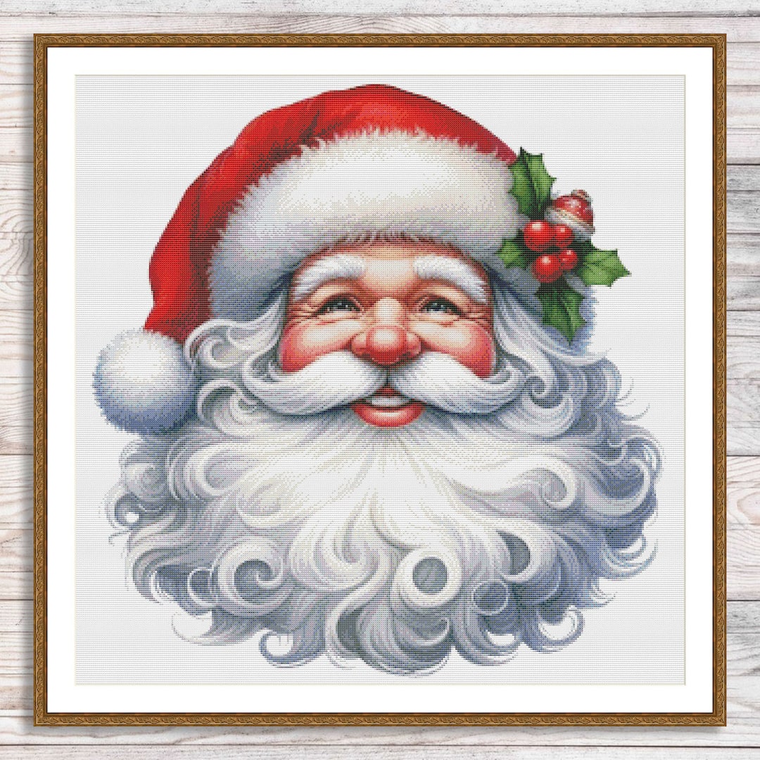 Santa's Face Christmas Cross Stitch Pattern Santa Claus's Smile Hand ...