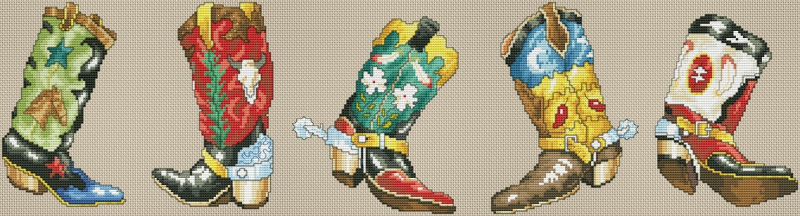 Cross Stitch Pattern Cowboy Boots Xstitch Pattern Vintage - Etsy