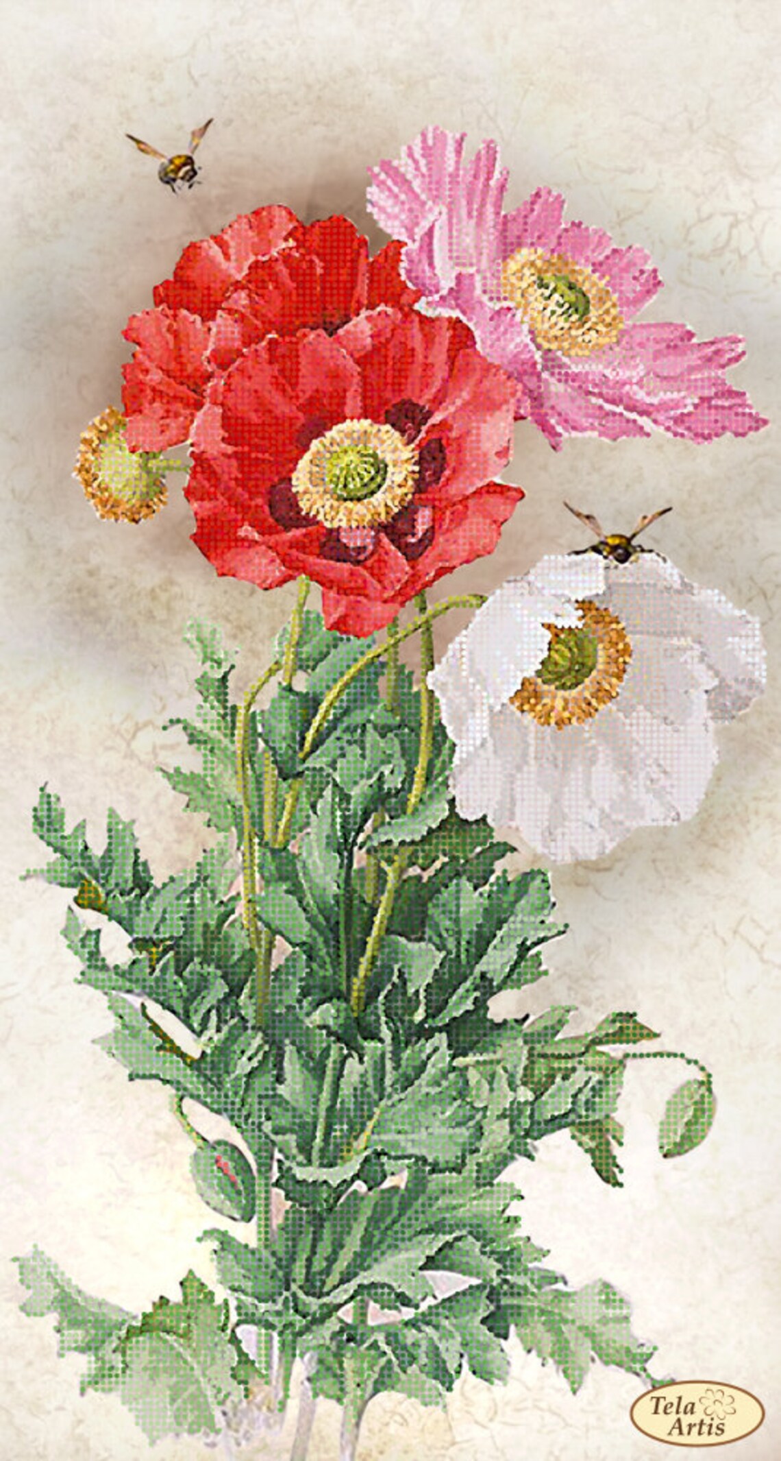 Bead Embroidery Kit Field Poppies Needlework Kit Floral Bead - Etsy