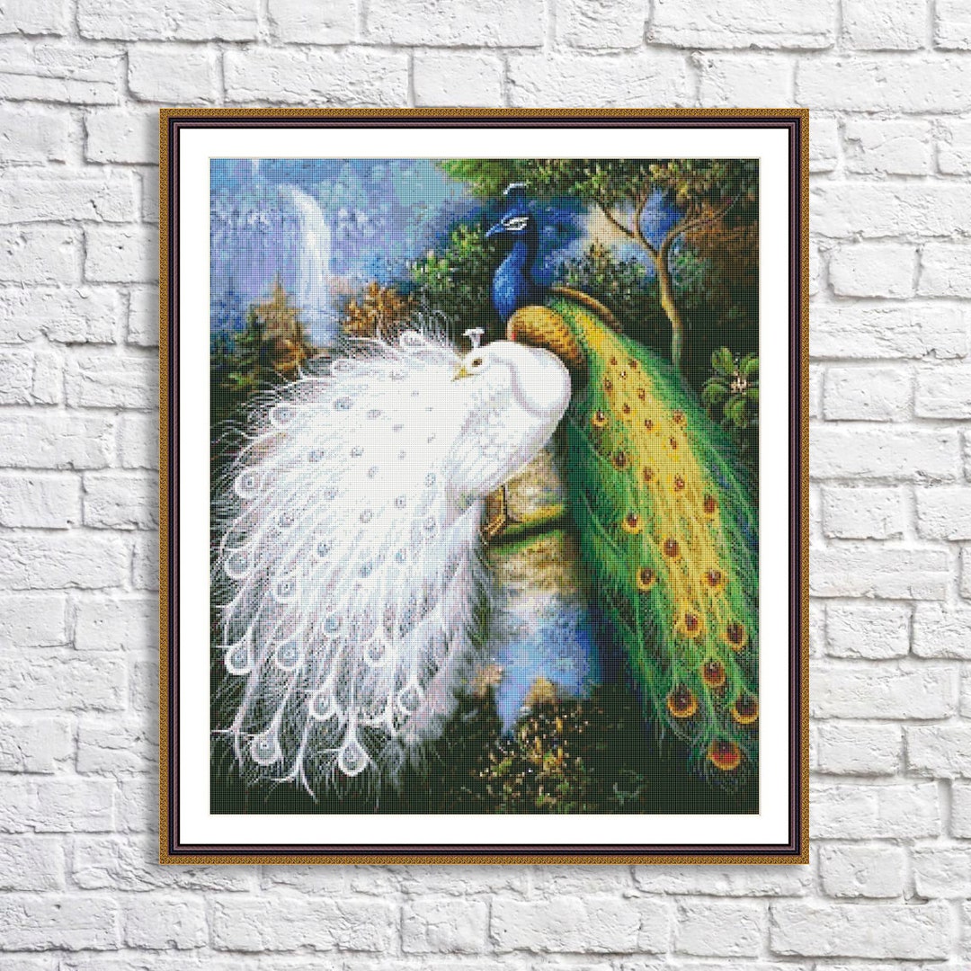 Pair of Peacocks Cross Stitch Pattern PDF Digital Pattern Modern Decor ...