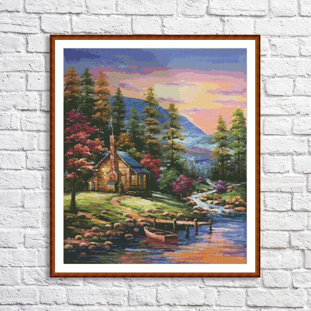 Hunter's Hut Cross Stitch Pattern Digital Pattern Hunting Lodge ...