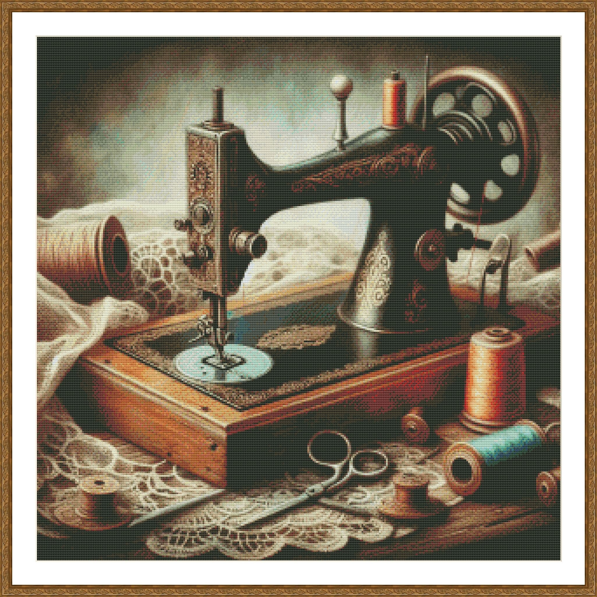 Vintage Sewing Machine #4, Counted Cross Stitch Pattern, Digital ...