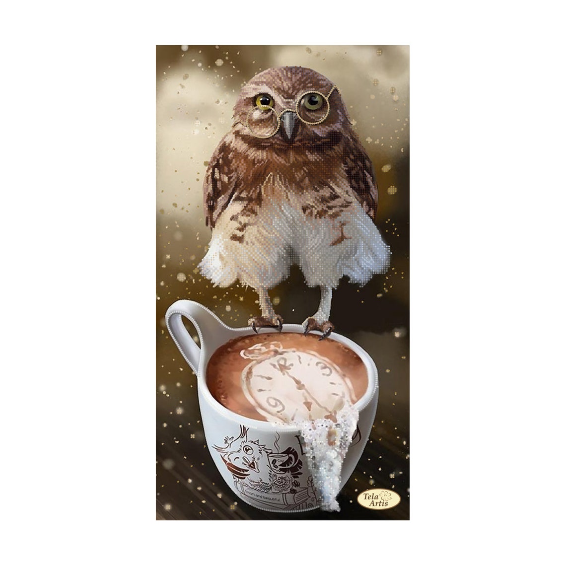 Bead Embroidery Kit Owl Coffee Cup Clock Bird Needlework Kit - Etsy