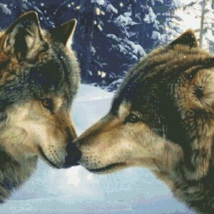 Pair of Wolves Cross Stitch Pattern Forest Landscape Pattern ...