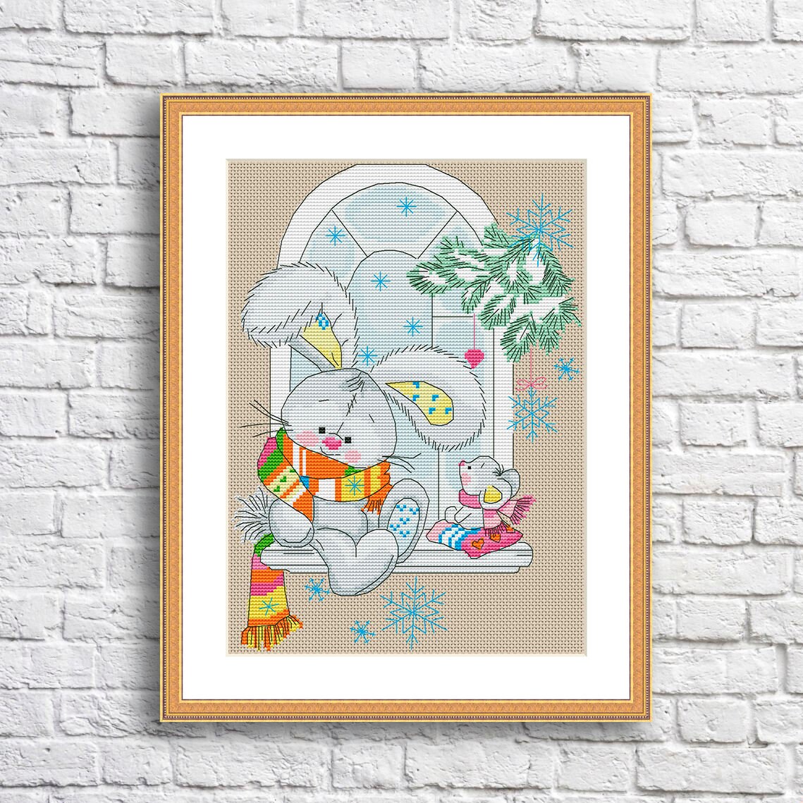 Christmas Tale Cross Stitch Pattern Rabbit and Mouse Modern - Etsy