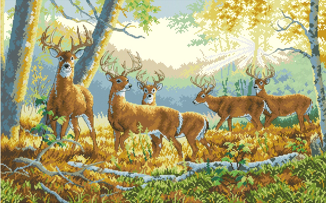 Cross Stitch Pattern Deer in the Forest PDF Digital Pattern Modern ...