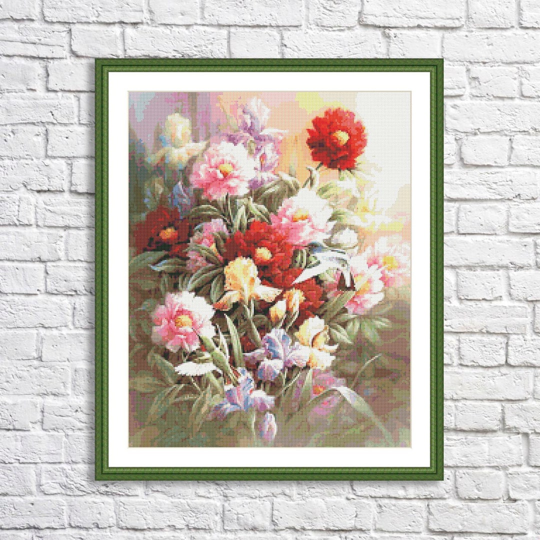 Cross Stitch Pattern Garden Flowers Digital Pattern Modern Decor Flower ...