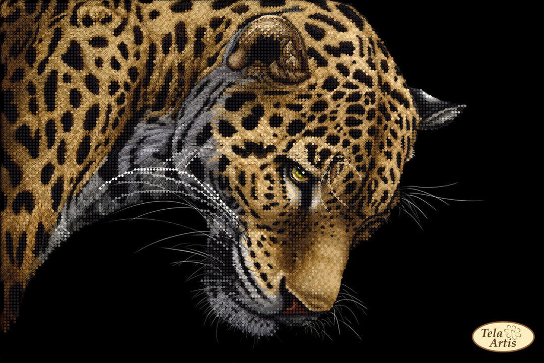 Bead Embroidery Kit Leopard Needlework Kit Wildlife Animal Beadwork ...
