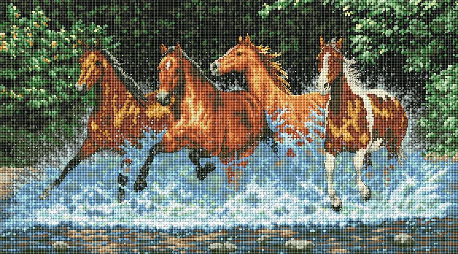 Galloping Horses Cross Stitch Pattern Running Horses Pattern - Etsy
