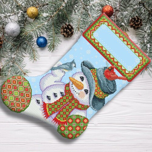 Snowman Christmas Stocking Cross Stitch Pattern Instant | Etsy