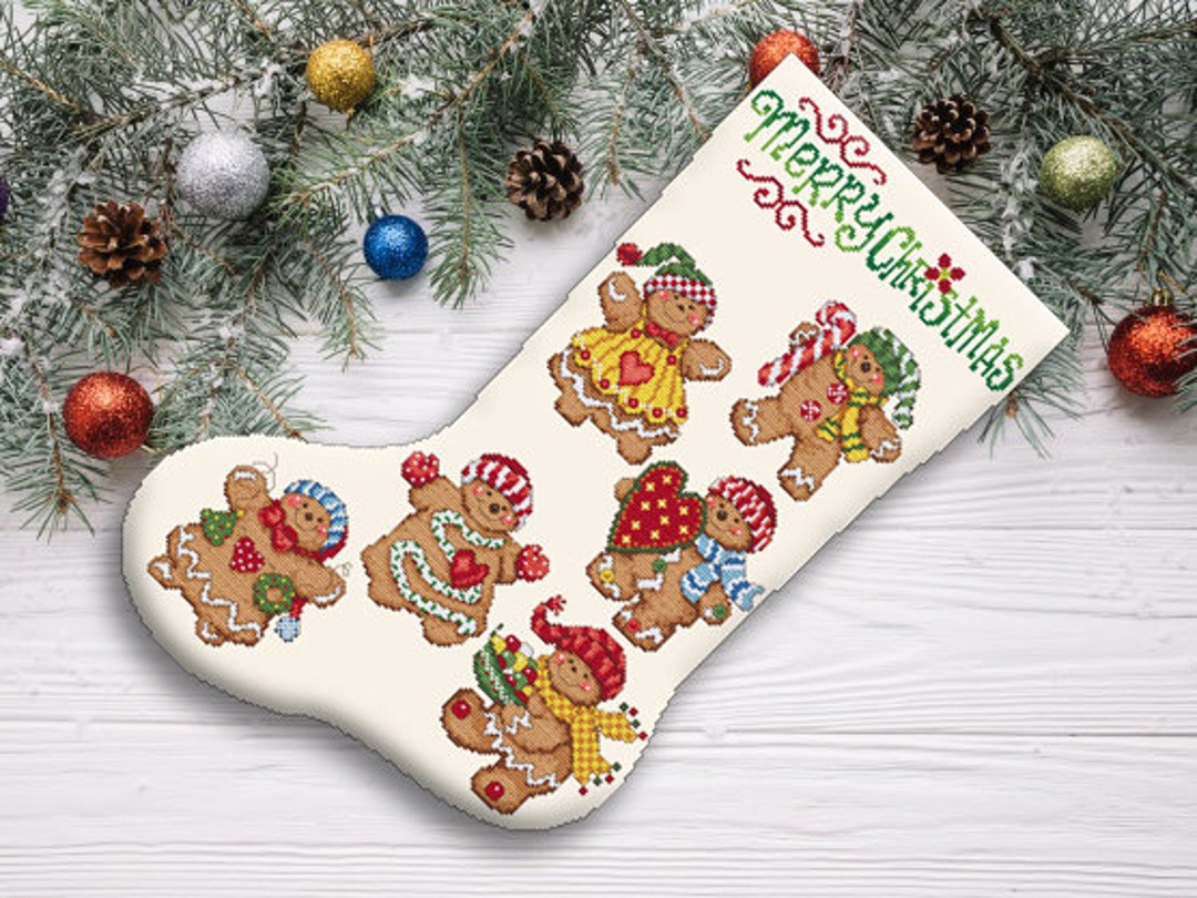 Hingerbread Christmas Stocking Counted Cross Stitch Pattern Funny ...