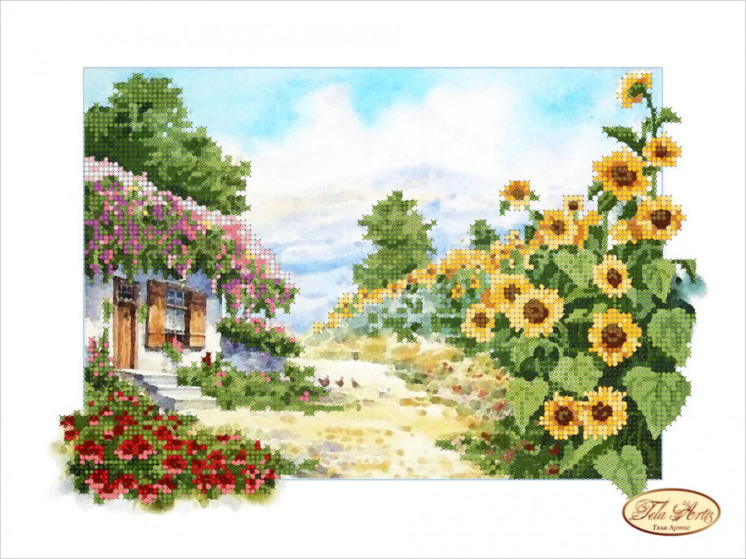 Rural Landscape Bead Embroidery Kit Summer Landscape Sunflower DIY ...