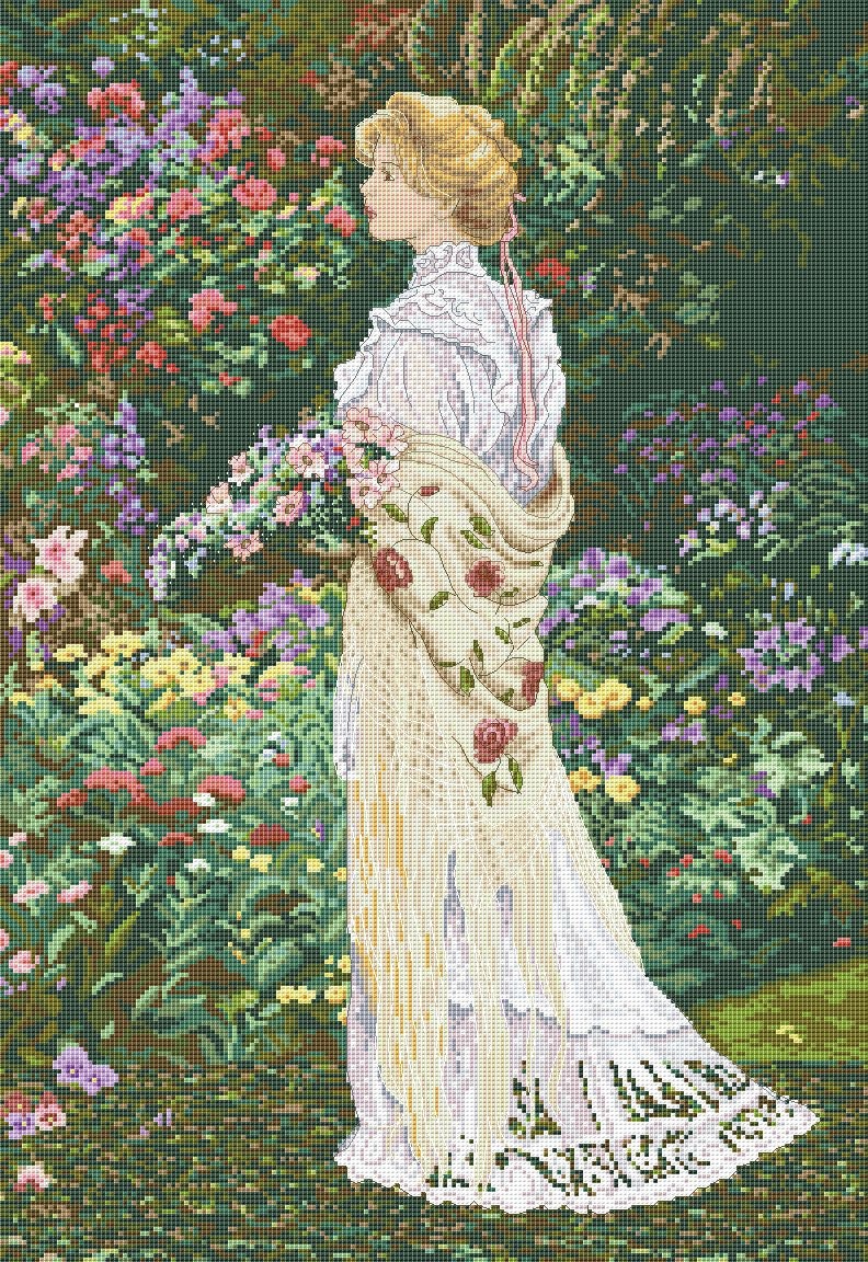 Victorian Lady Cross Stitch Pattern Digital Pattern Modern Wall Decor ...