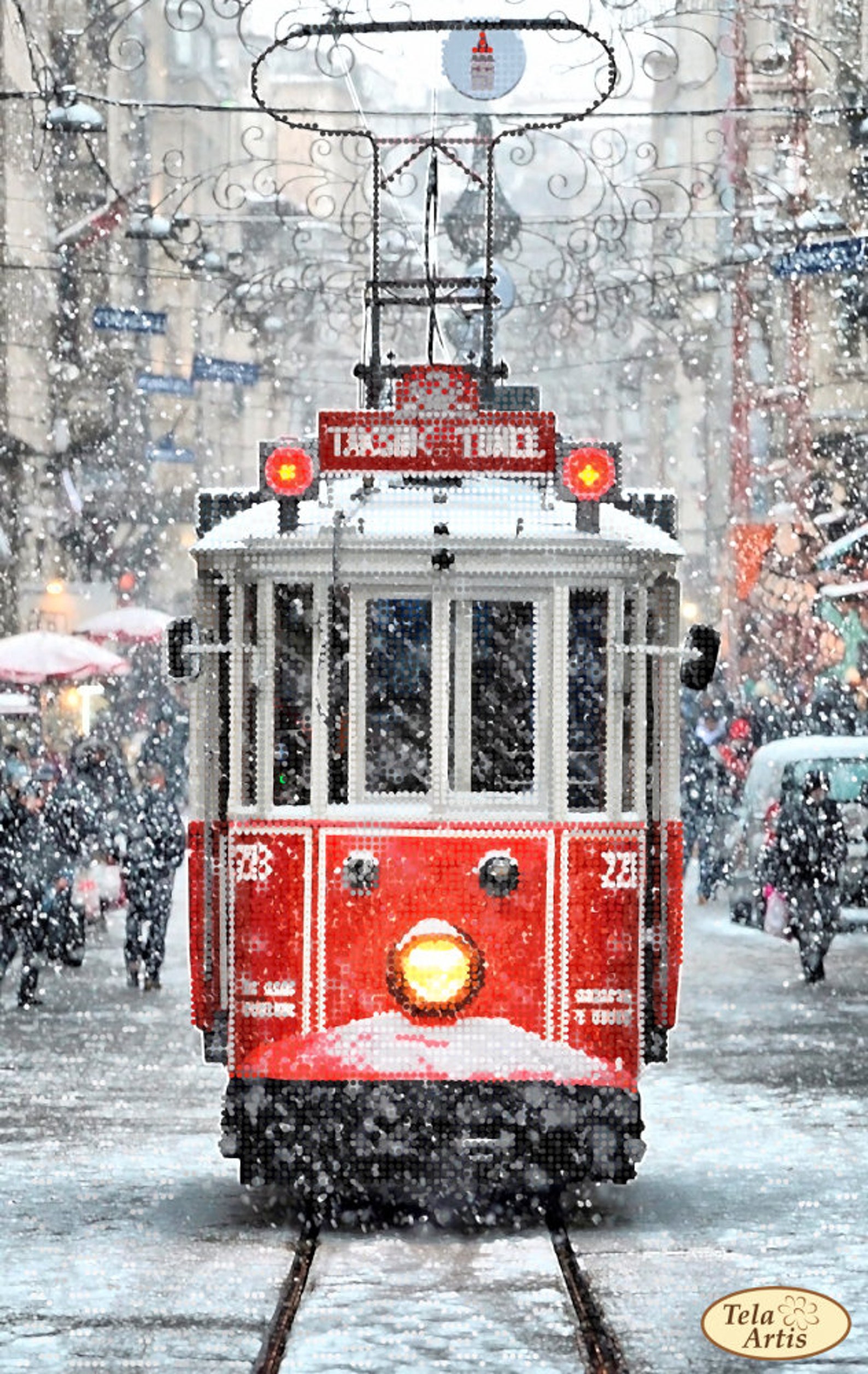 Bead Embroidery Kit Winter Tram Snow City Landscape Needlework Beadwork ...