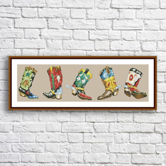 Cross Stitch Pattern Cowboy Boots Xstitch Pattern Vintage - Etsy