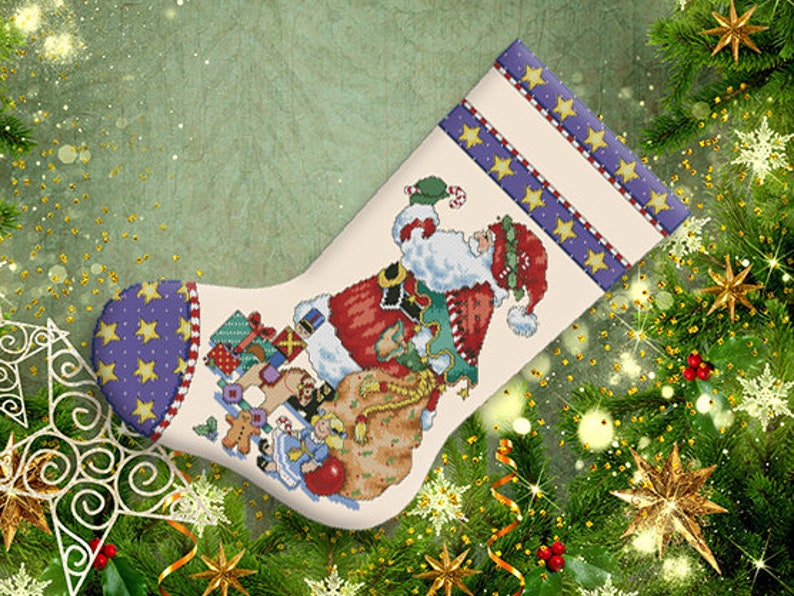 Believe Christmas Stocking Counted Cross Stitch Pattern Santa - Etsy