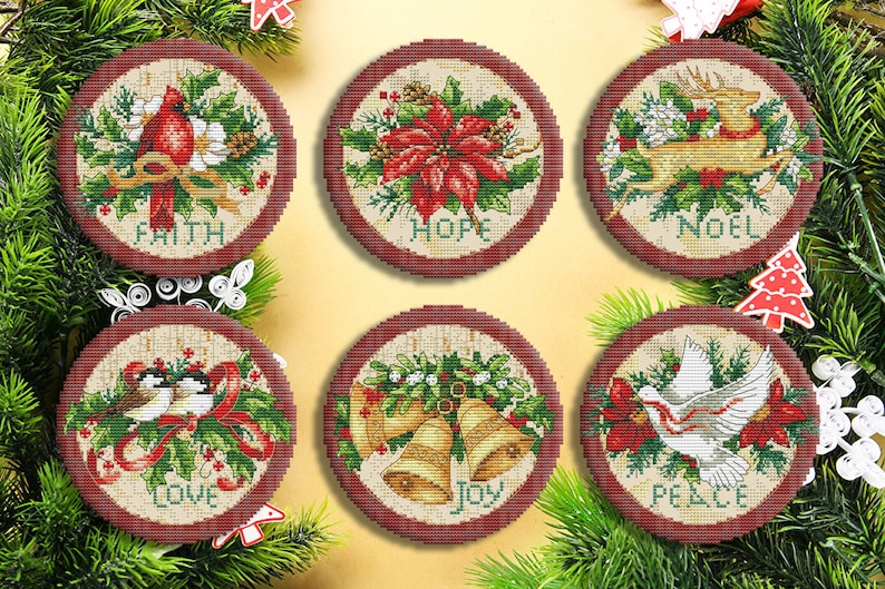 Christmas Cross Stitch Pattern Old World Holiday Ornaments Set - Etsy