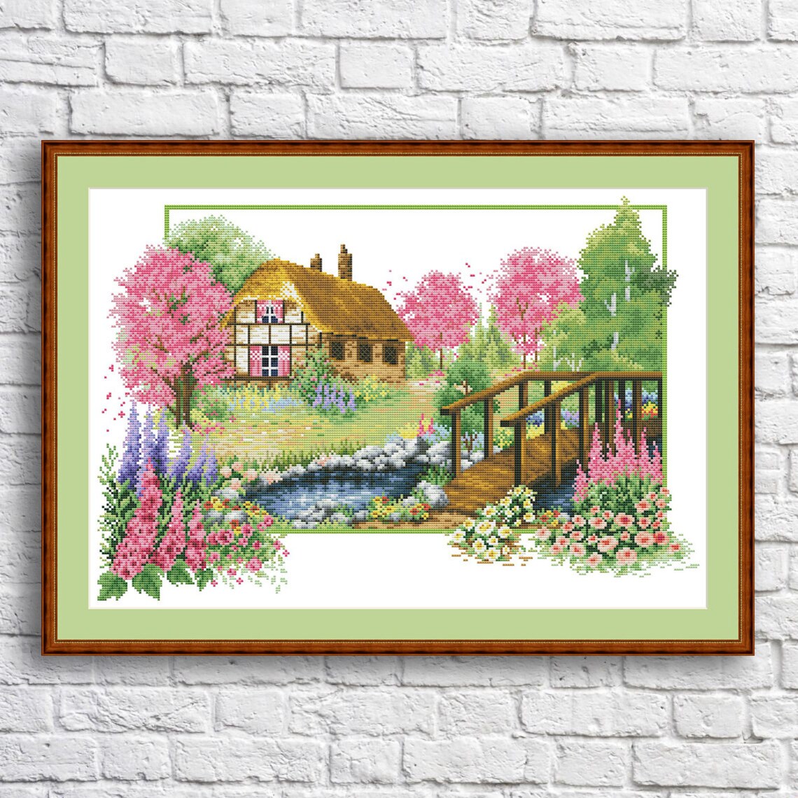 Spring Landscape Counted Cross Stitch Pattern Village House - Etsy
