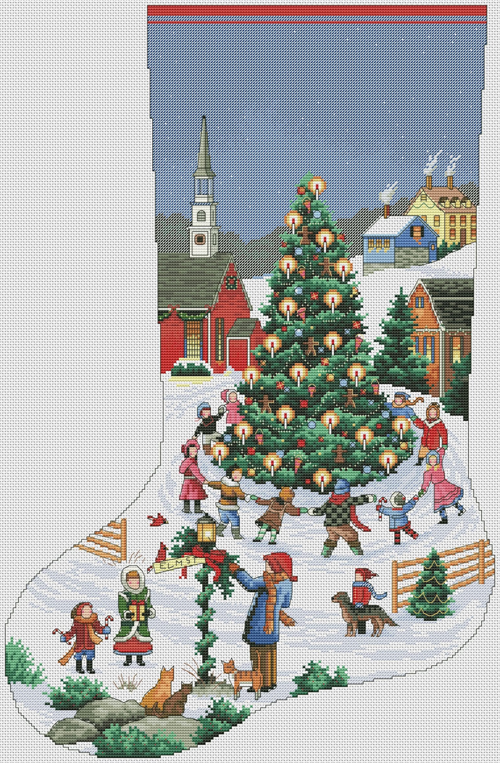 Christmas Cheer Christmas Stocking Counted Cross Stitch Pattern ...