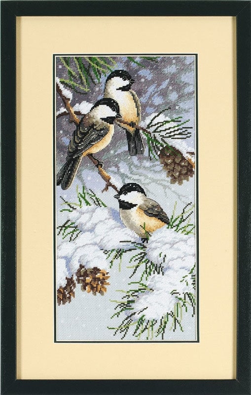 Chickadees and Pinecones Cross Stitch Pattern Birds on a | Etsy