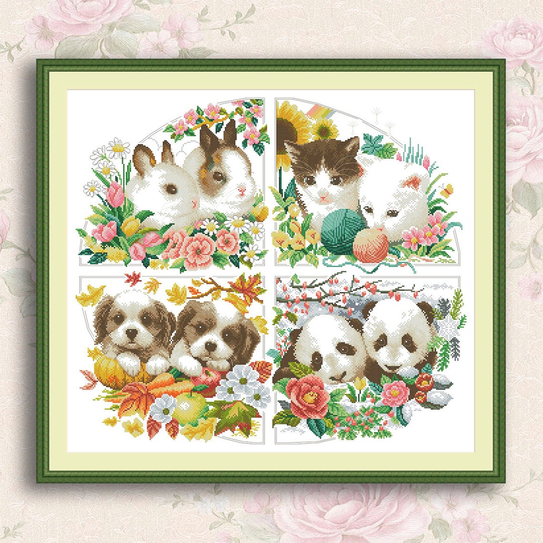 Animals of Seasons Cross Stitch Pattern Wild Animals Nature Modern ...