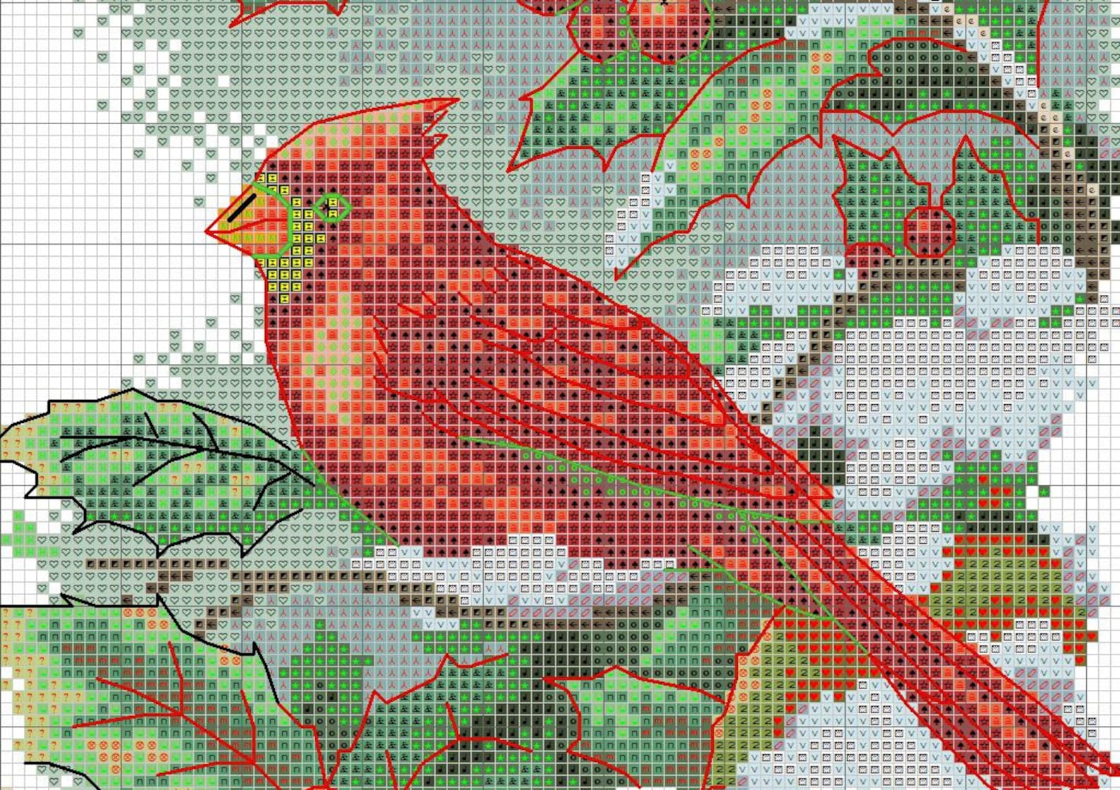 Early Snow Cardinals Christmas Stocking Counted Cross Stitch Pattern ...