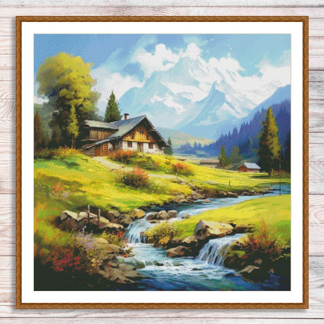 Hunter's Hut Cross Stitch Pattern Digital Pattern Hunting Lodge ...