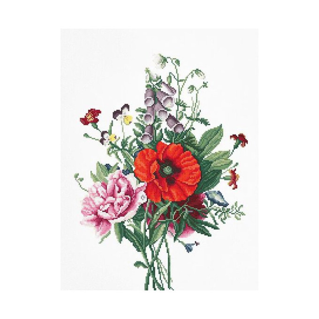 Cross Stitch Kit Bouquet of Flowers Counted Cross Stitch Luca-s Flower ...