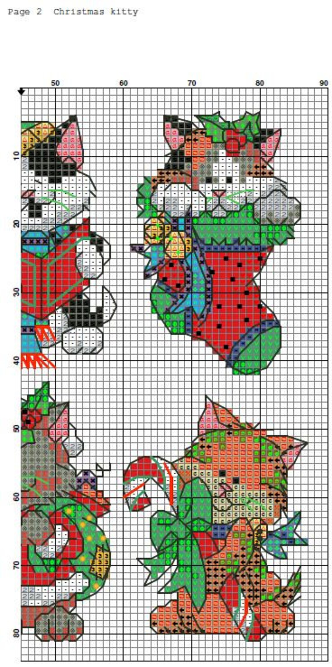 Christmas Kitty Ornaments Set Christmas Cross Stitch Pattern Xmas ...