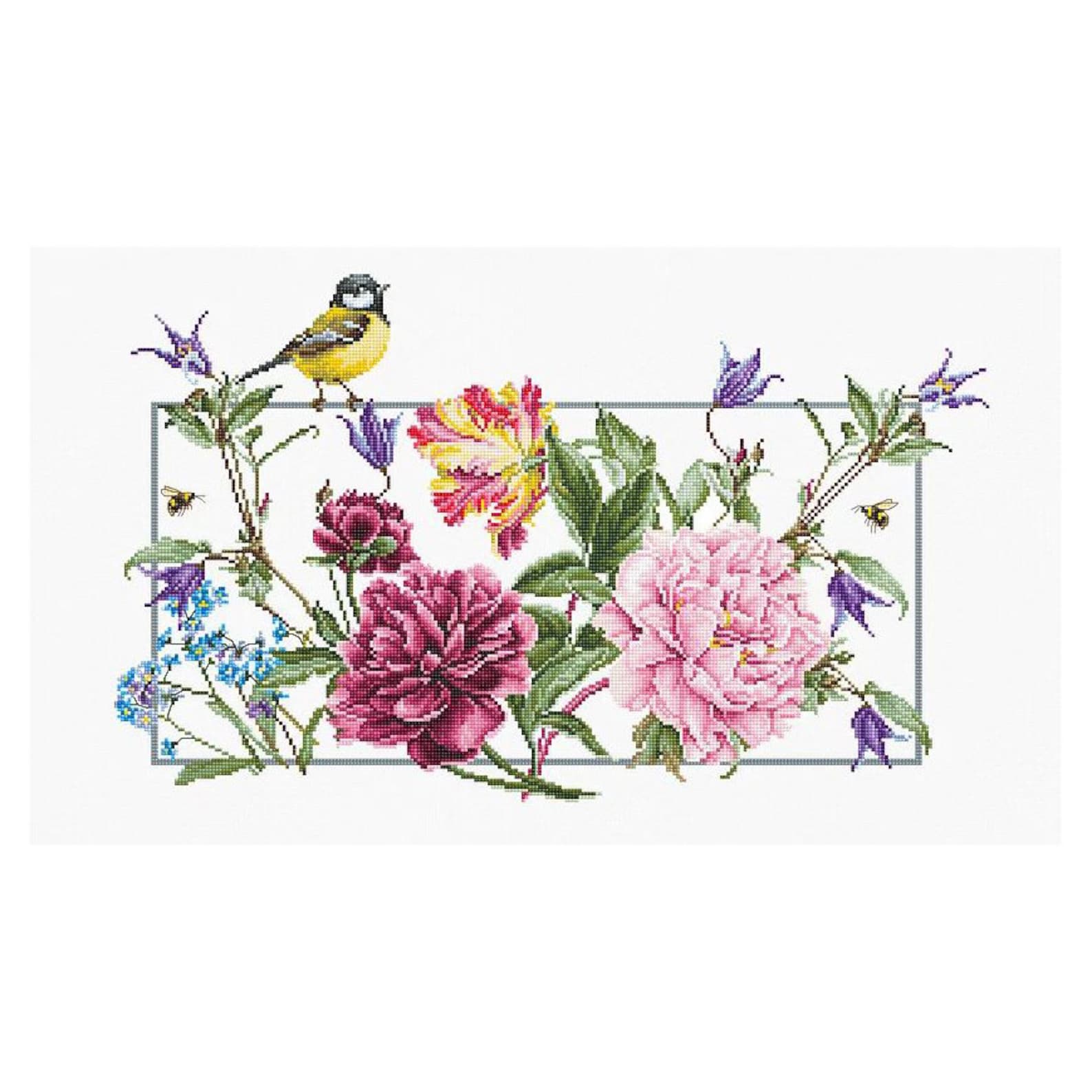 Spring Flowers Counted Cross Stitch Kit Modern Cross Stitching - Etsy