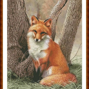 Fox Counted Cross Stitch Pattern Autumn Forest Snow Modern Embroidery ...