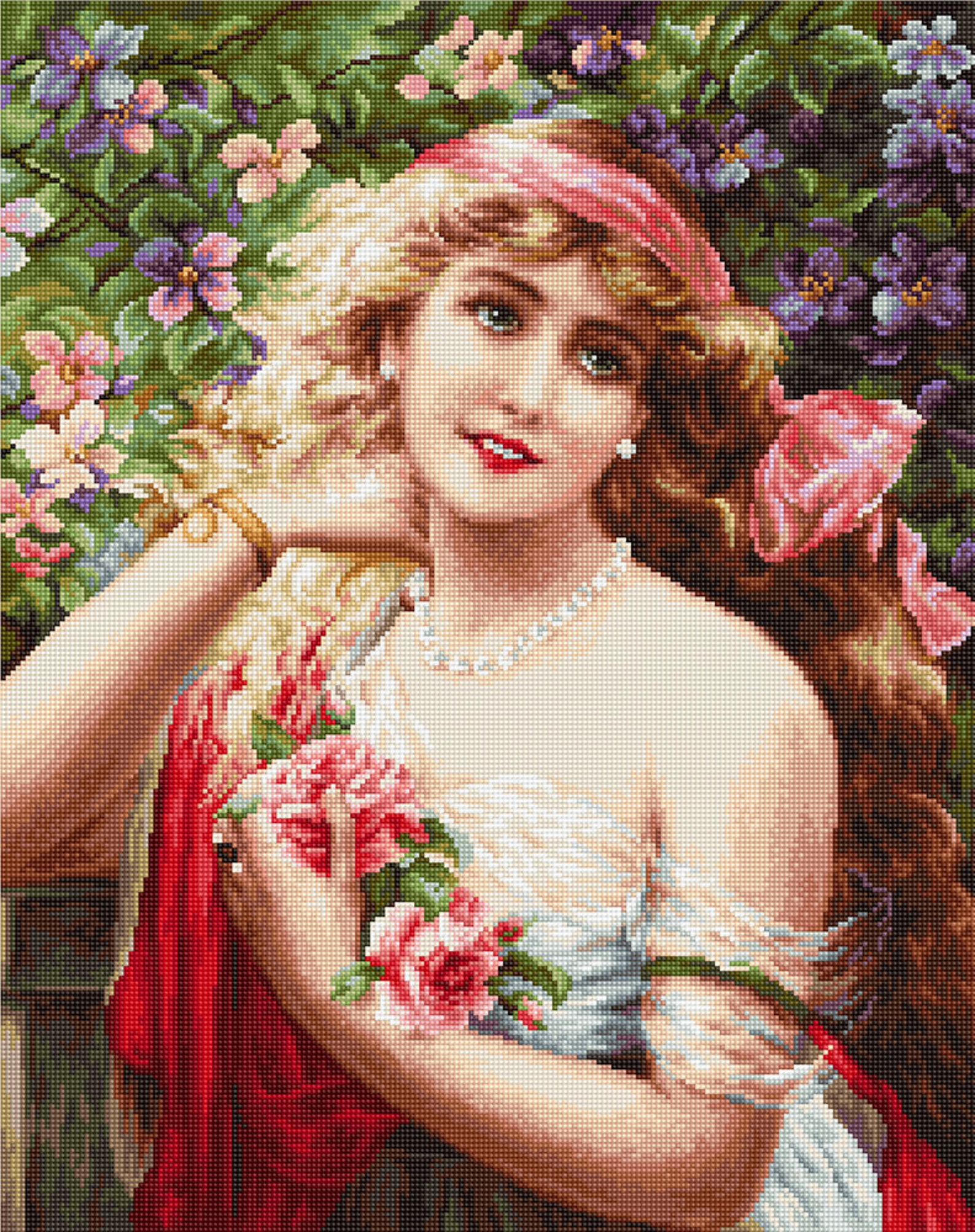 Gobelin Tapestry Kit Girl With Roses Gobelin Stitch Kits Painting ...