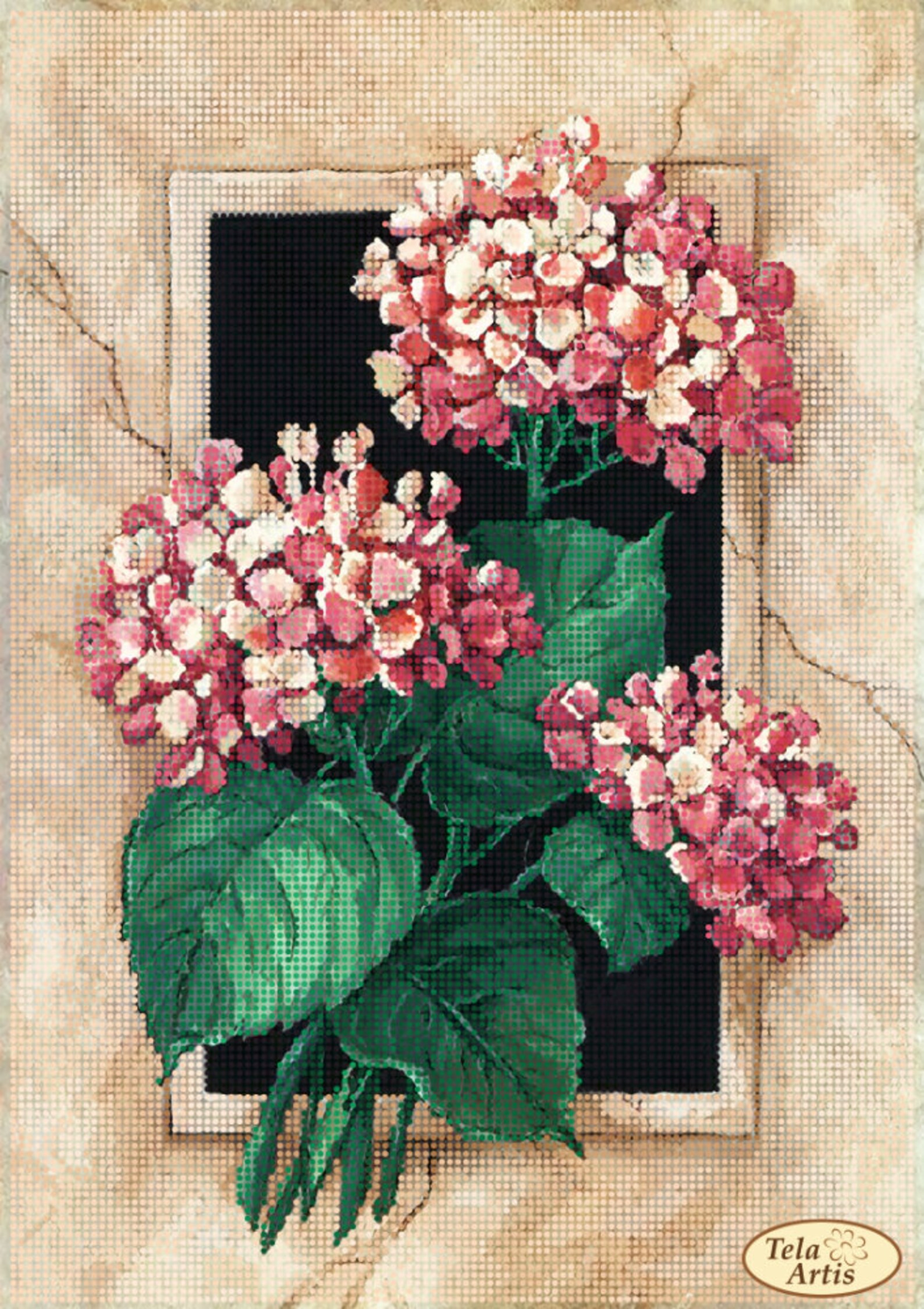 Bead Embroidery Kit Vintage Hydrangea Needlework Kit Flowers Beadwork ...