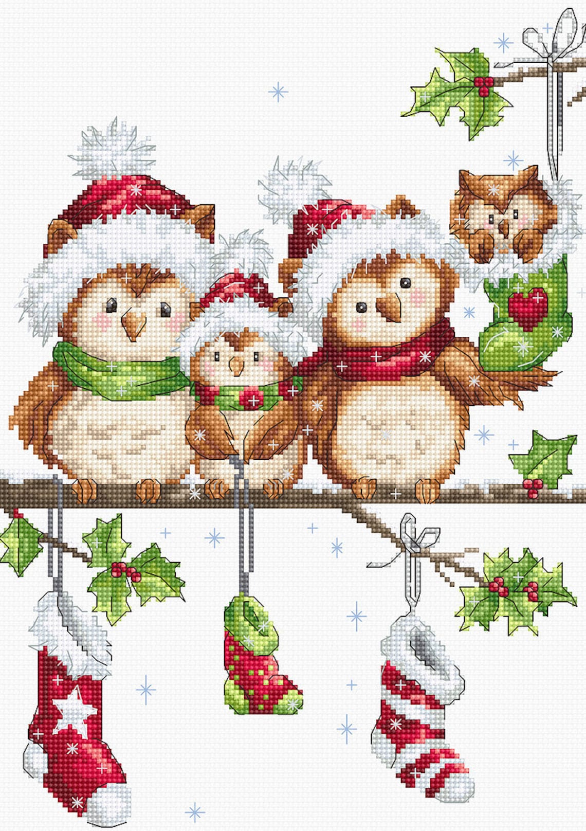 Christmas Owls Counted Cross Stitch Kit Christmas Home Decor - Etsy