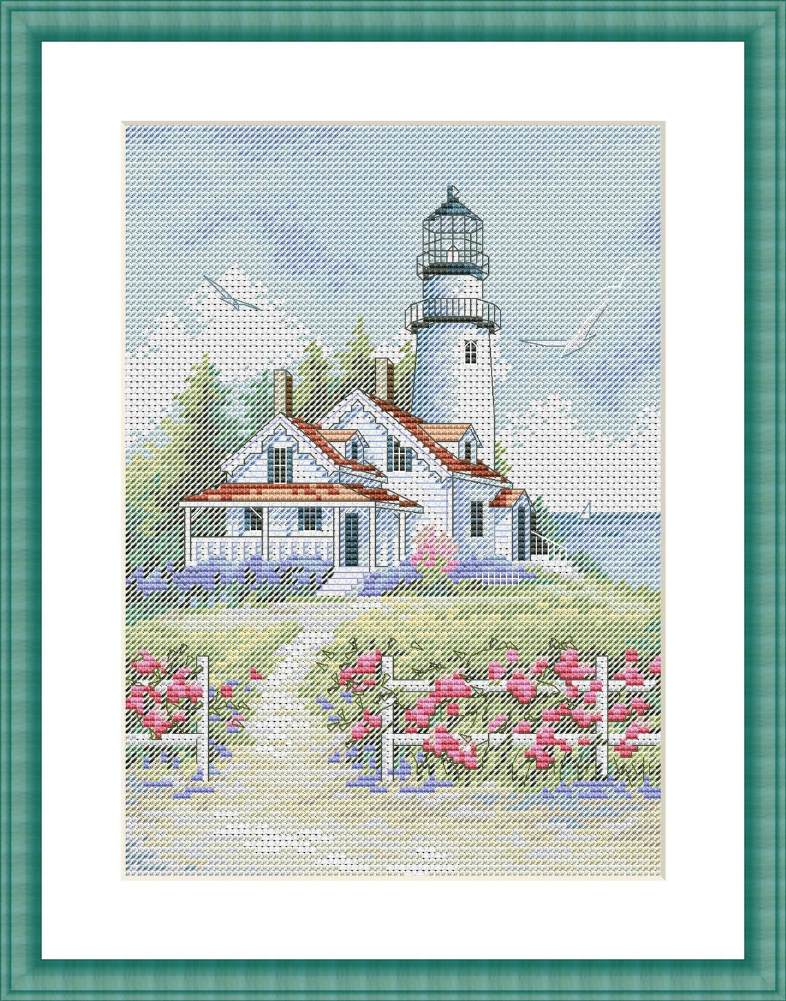 Scenic Lighthouse Counted Cross Stitch Pattern Digital Pattern | Etsy