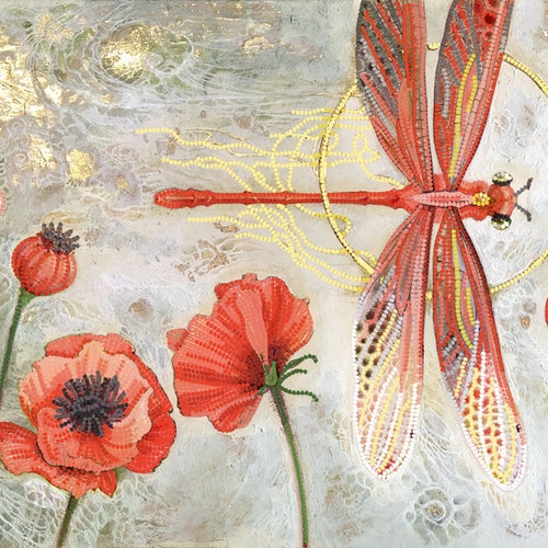Red Dragonfly Bead Embroidery Kit Needlework Kit Wild Flower - Etsy